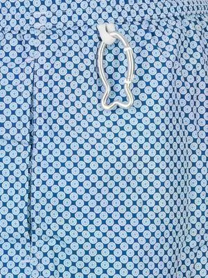 Fedeli Geometric-print Swim Shorts - Blue