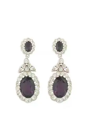 SUSAN CAPLAN 1980 Crystal Embellished Drop Earrings - Silver