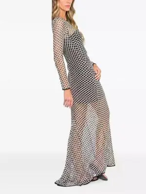 JBQ Crystal-embellished Mesh Maxi Dress - Silver