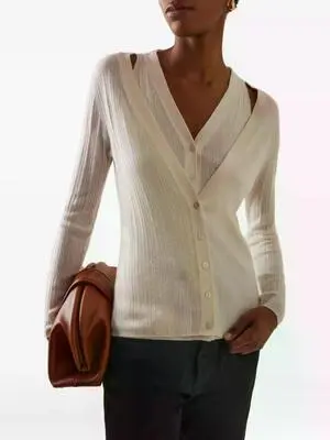 LISA YANG Vanna Ribbed Cardigan With Cut-out Detailing