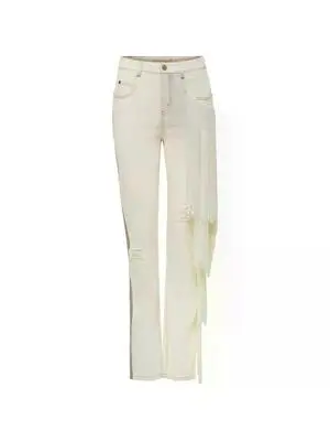 Hellessy Hellesy White Fringe Detailed Distressed Jeans - Neutrals