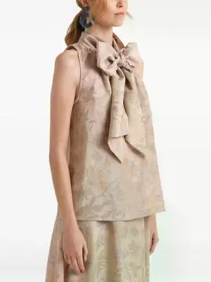 Malìparmi Sleeveless Tie-detail Blouse With Floral Print