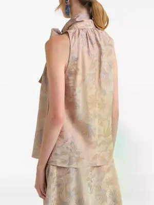 Malìparmi Sleeveless Tie-detail Blouse With Floral Print