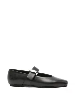 Emporio Armani Leather Square Toe Ballet Flats