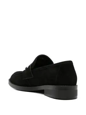 ADRIANNA FERETTI Suede Loafers With Plaque Detail - Black