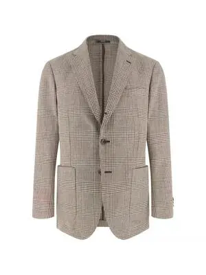 Boggi Milano Prince Of Wales Check Linen And Wool Jacket