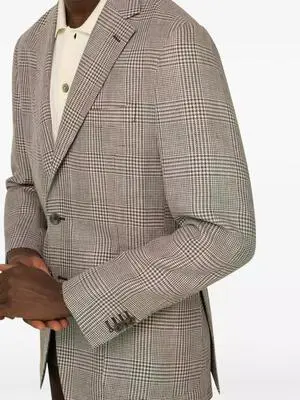 Boggi Milano Prince Of Wales Check Linen And Wool Jacket