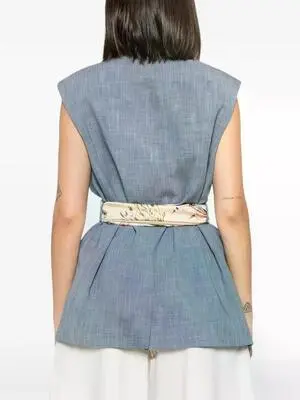 Liu Jo Sleeveless Waistcoat With Scarf Belt - Blue
