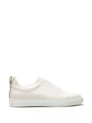 CHUCKIES White Pebbled Leather Slip-on Trainers - Neutrals