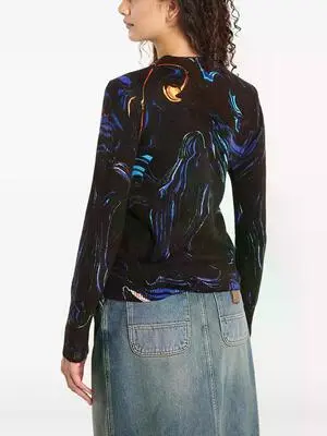 Desigual Abstract Print Crew Neck Long Sleeve Sweater