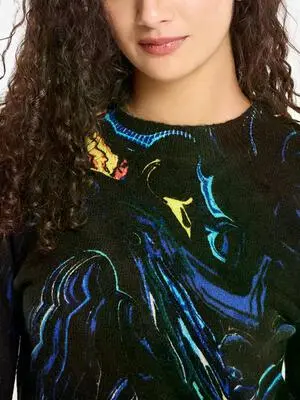 Desigual Abstract Print Crew Neck Long Sleeve Sweater