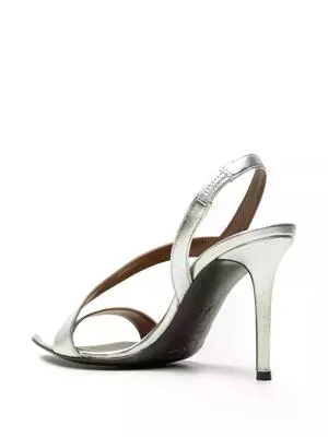 GIUSEPPE ZANOTTI Metallic Crossover Strap Stiletto Sandals - Silver