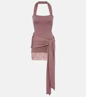 AYA MUSE Halterneck Silk And Cotton Mini Dress - Pink