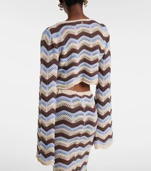 BANANHOT Miana Open-knit Cotton-blend Crop Top