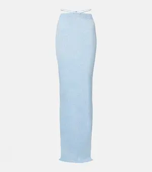 BANANHOT Alma Sequined Knitted Maxi Skirt - Blue