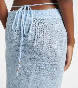 BANANHOT Alma Sequined Knitted Maxi Skirt - Blue