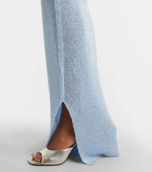 BANANHOT Alma Sequined Knitted Maxi Skirt - Blue