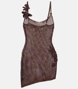 BANANHOT Maris Open-knit Lamé Minidress - Brown