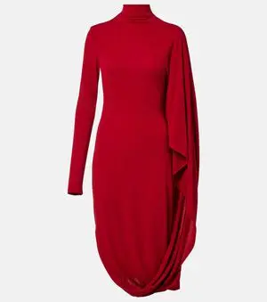 Stella McCartney Caped Crepe Jersey Minidress - Red