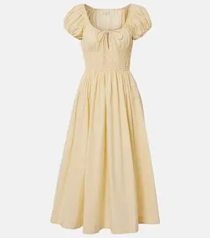 DÔEN Quinn Cotton Poplin Midi Dress - Beige