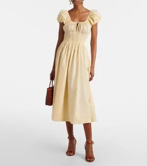 DÔEN Quinn Cotton Poplin Midi Dress - Beige