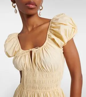 DÔEN Quinn Cotton Poplin Midi Dress - Beige