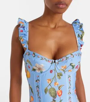 Agua Bendita Printed Ruffled One-piece Swimsuit