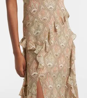 Veronica Beard Avenel Printed Ruffled Silk Midi Dress