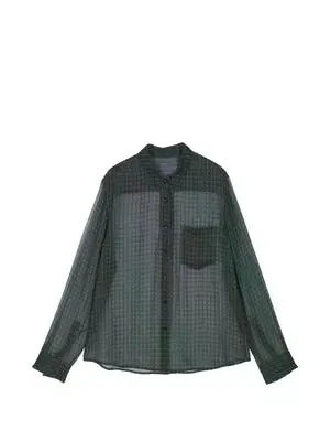 JNBY Plaid Silk Blouse - Green
