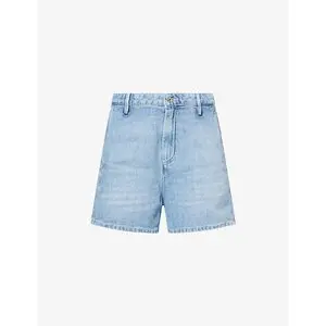 7 For All Mankind High-rise Cotton-linen Blend Shorts
