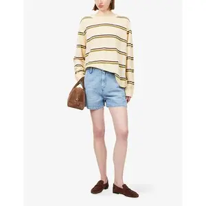 7 For All Mankind High-rise Cotton-linen Blend Shorts