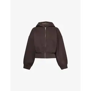 TALA Cocoon Zip-through Cotton-blend Hoodie - Americano