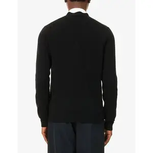Play Comme Des Garcon V-neck Wool Knit Cardigan - Black