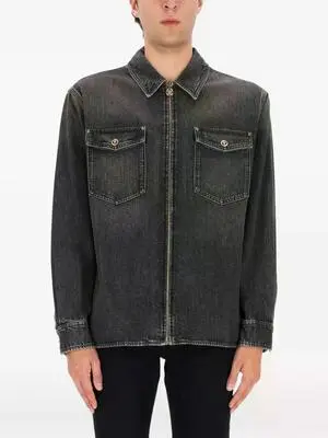 Versace Zip-up Denim Jacket - Black
