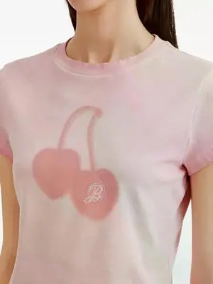 B+AB Cherry Print Crystal-embellished Crewneck T-shirt - Pink