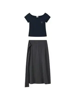B+AB Ruffle-detail Midi Skirt - Grey