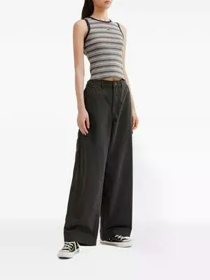 FINGERCROXX Horizontal Stripe Ribbed Knit Top