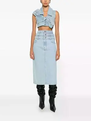 Viktor & Rolf Light Denim Triple Layer Midi Skirt - Blue