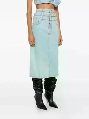 Viktor & Rolf Light Denim Triple Layer Midi Skirt - Blue