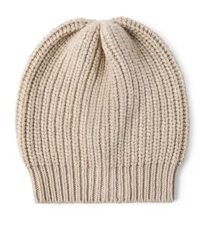Brunello Cucinelli Cashmere-silk Sequinned Beanie - Beige