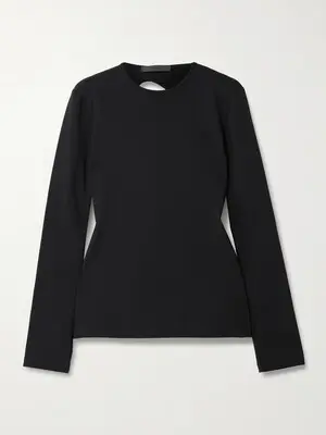 Tibi Cutout Stretch-jersey T-shirt - Black