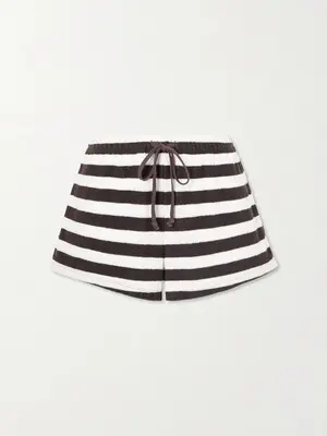 Suzie Kondi Striped Cotton-blend Terry Shorts - Brown