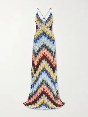 Missoni Striped Metallic Crochet-knit Maxi Dress - Multi