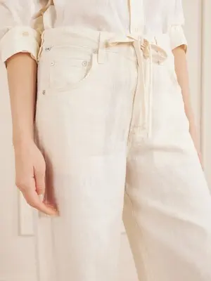 Citizens Of Humanity Brynn Linen Drawstring Wide-leg Trousers - Neutrals