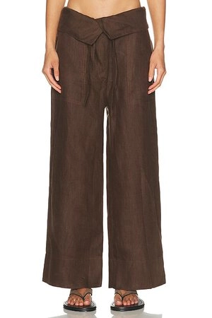 HAIGHT. Grazi Linen Trousers - Brauna Brown