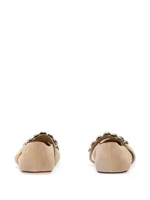 Aldo Suede Ballet Flats With Embellished Strap - Neutrals