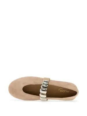 Aldo Suede Ballet Flats With Embellished Strap - Neutrals