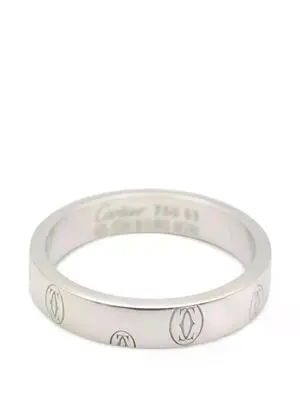 Cartier 18k White Gold Happy Birthday Band Ring - Silver