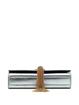 Saint Laurent Small Metallic Calfskin Monogram Kate Tassel Crossbody Bag - Silver