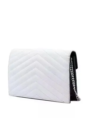Saint Laurent Bicolor Chain Wallet Crossbody Bag - Black